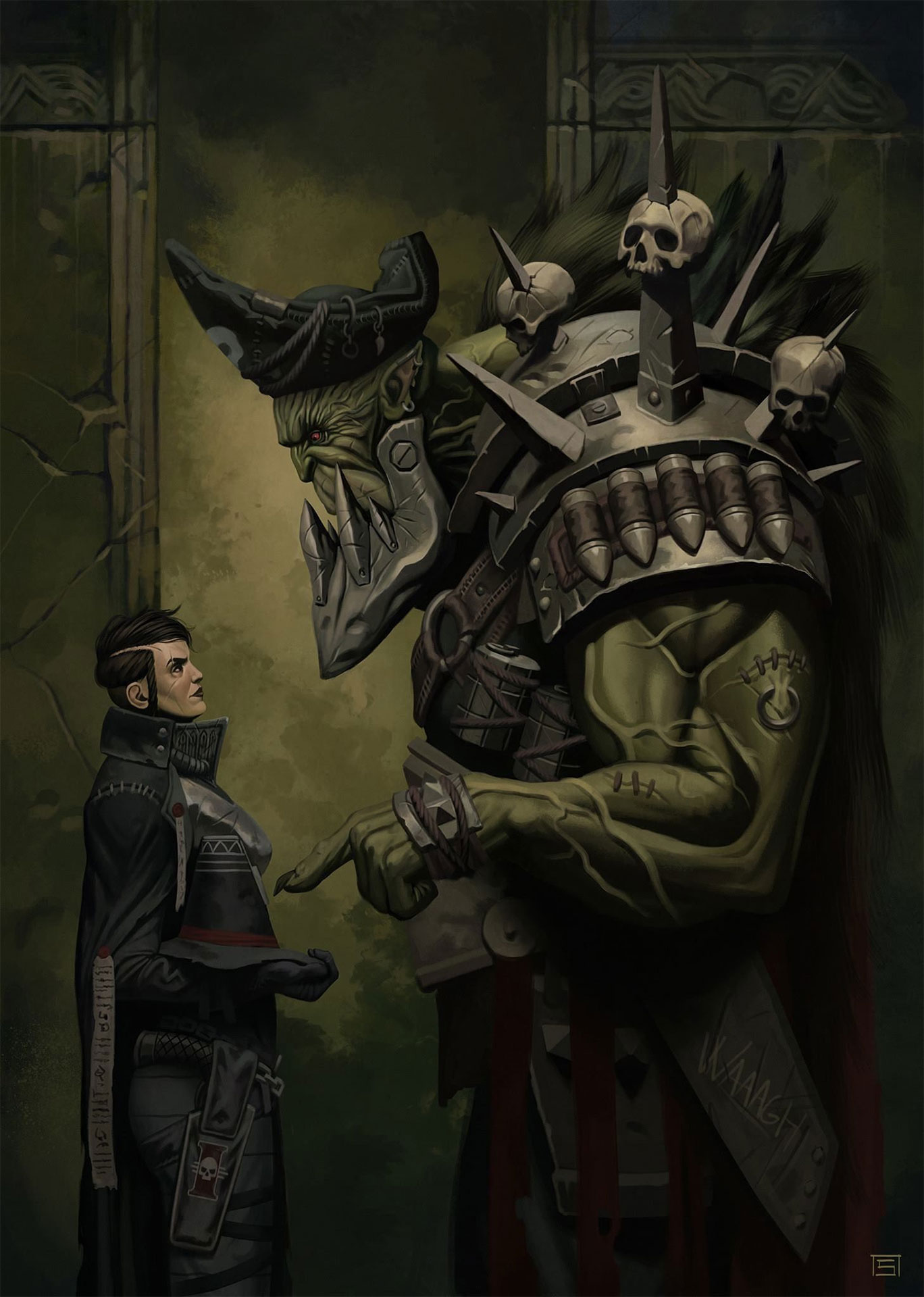 Adrastia and Kaptin Bluddflagg - Art by Michal Suchánek - 40K Gallery