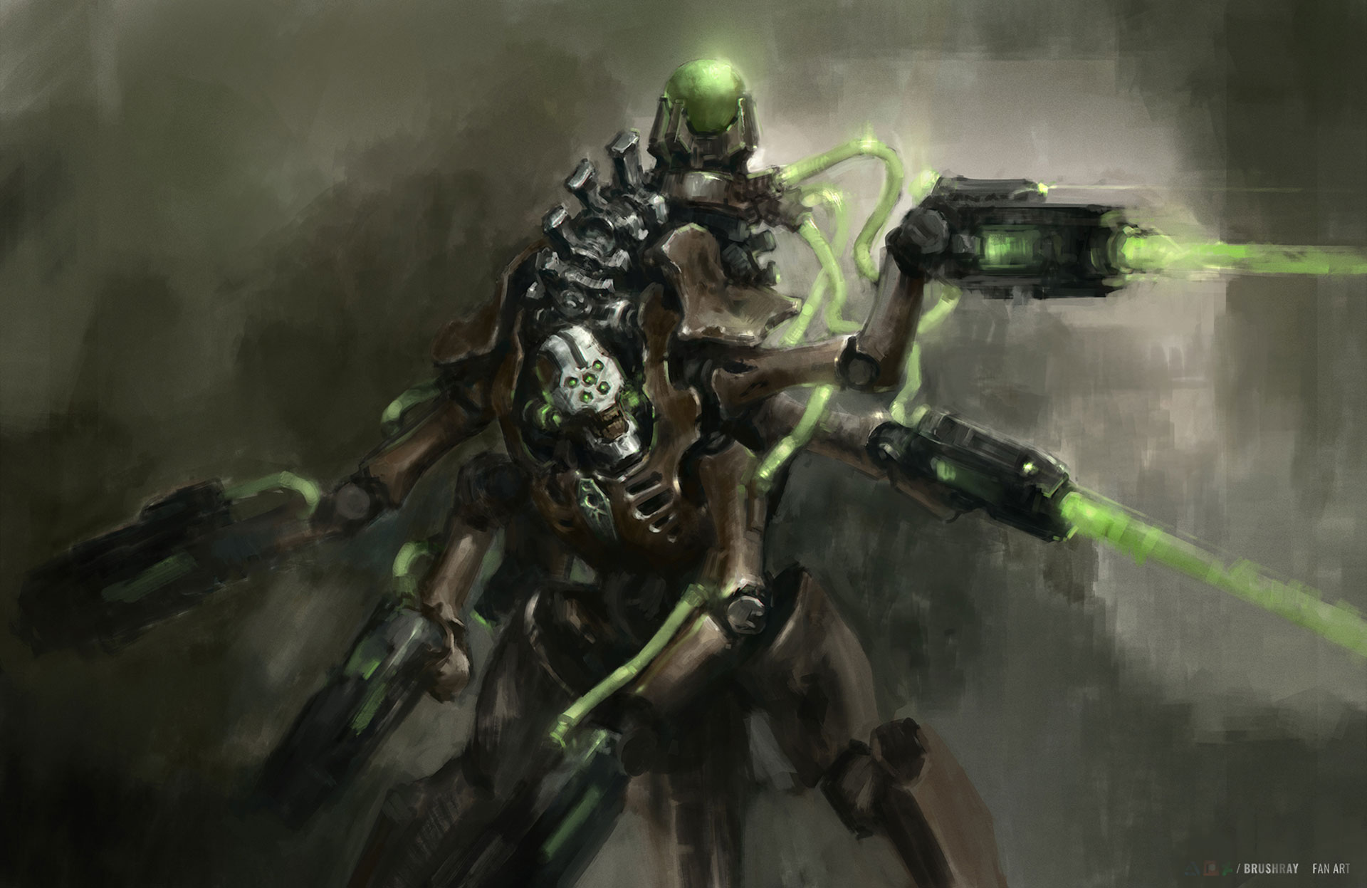 Necron Destroyer - Art by Dmitry Brushray - 40K Gallery