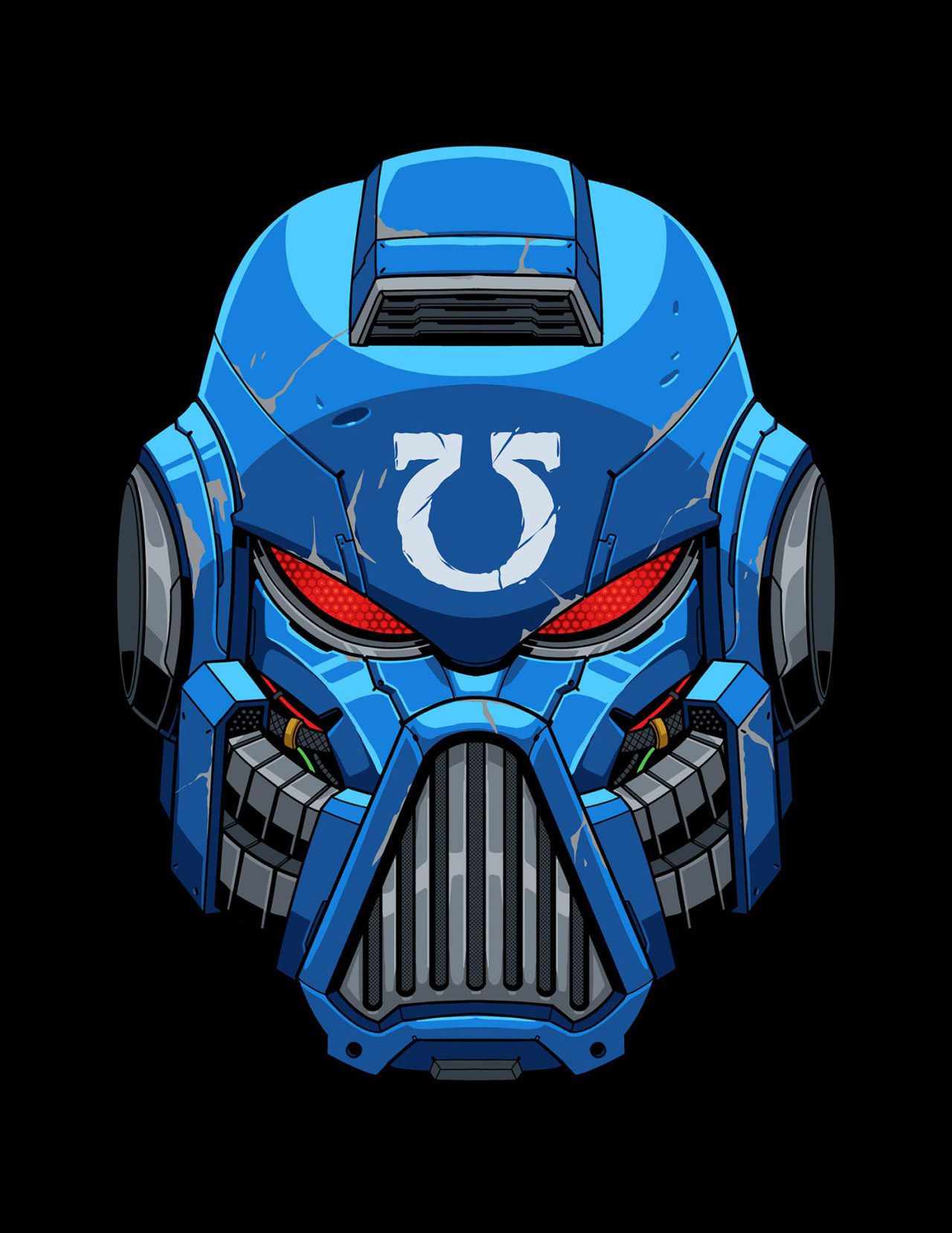 Ultramarines Helmet - Art by Aldrin Ajes - 40K Gallery