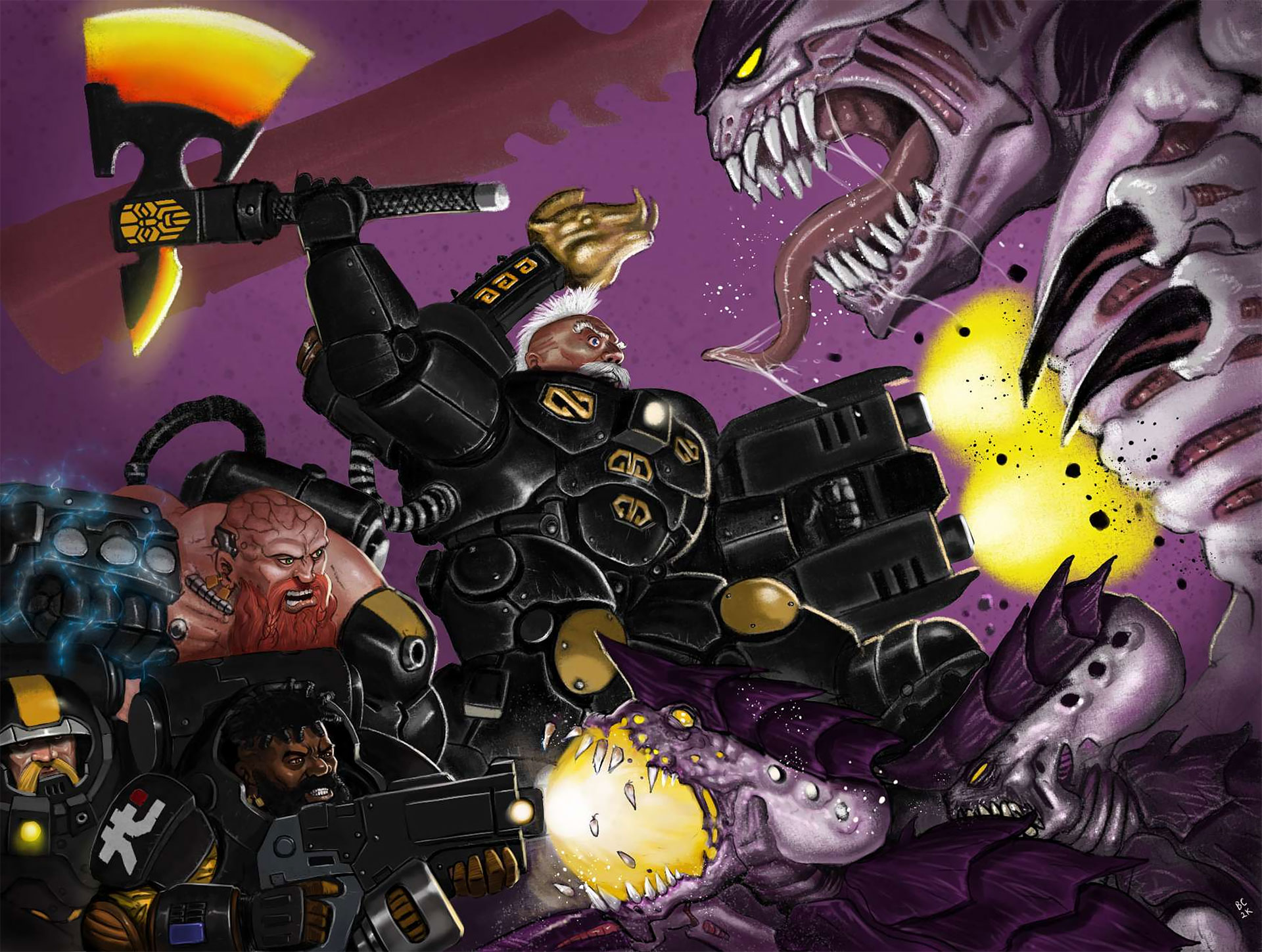 Kronus Hegemony vs Nids - Art by Brian C - 40K Gallery