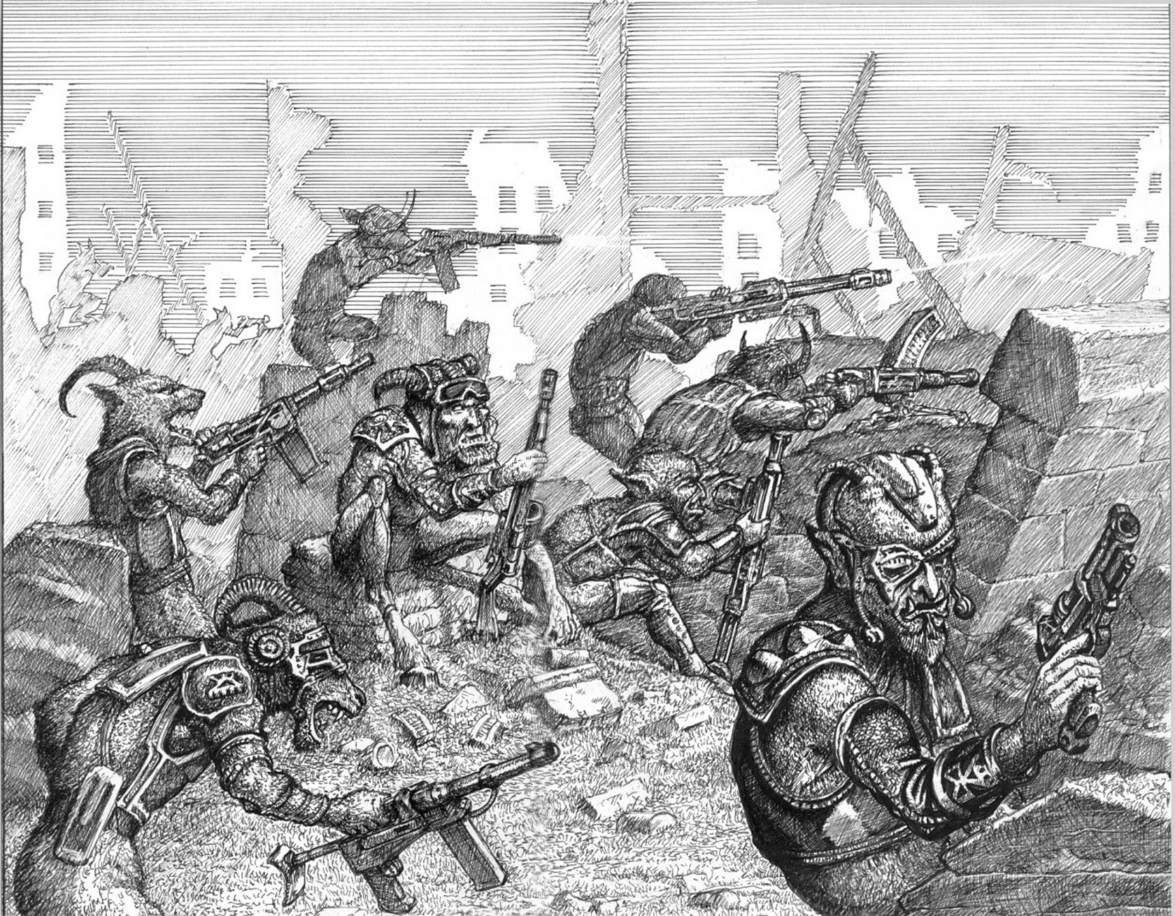 Khorne Beastmen - Art by Tony Ackland - 40K Gallery